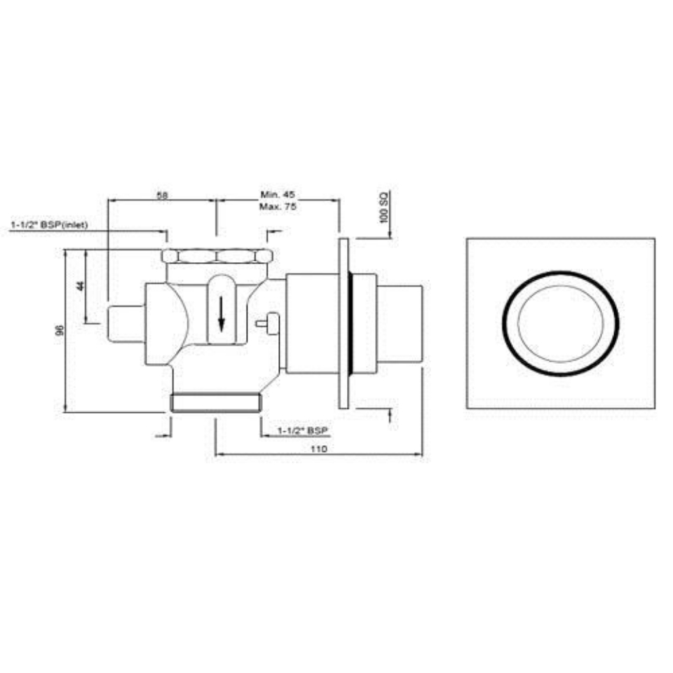 40mm Flush Valve for Toilets Flushing System | Square | Jaquar