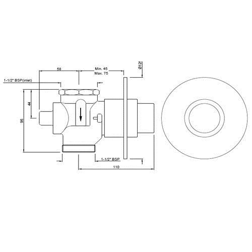 40mm Square Plate Flush Valve for Toilets Flushing System