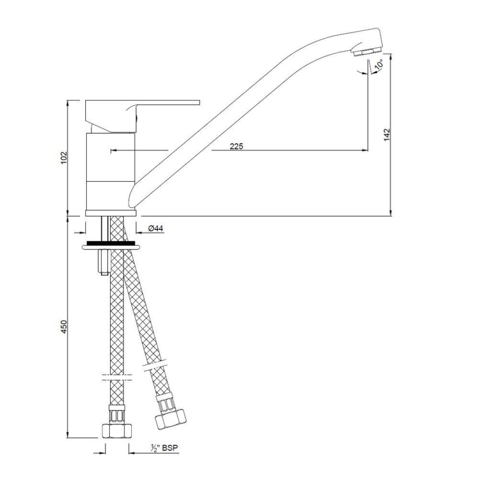 Aria Table Mounted Single Lever Sink Mixer for Kitchens