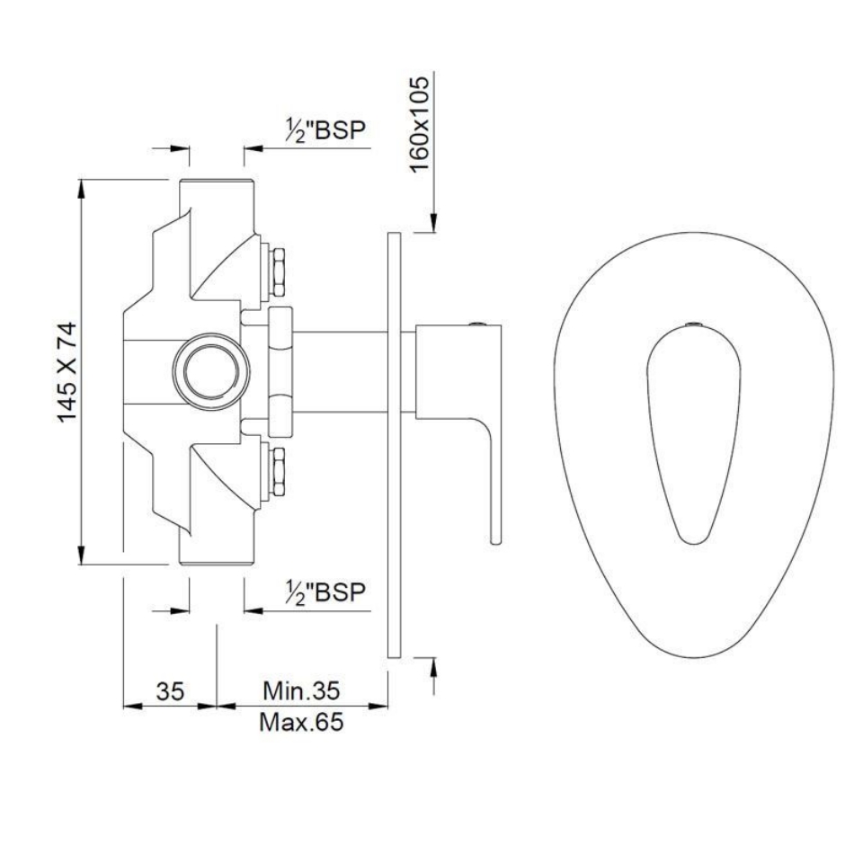Vignette Chrome Finish 4 Way Diverter - Quater Turn