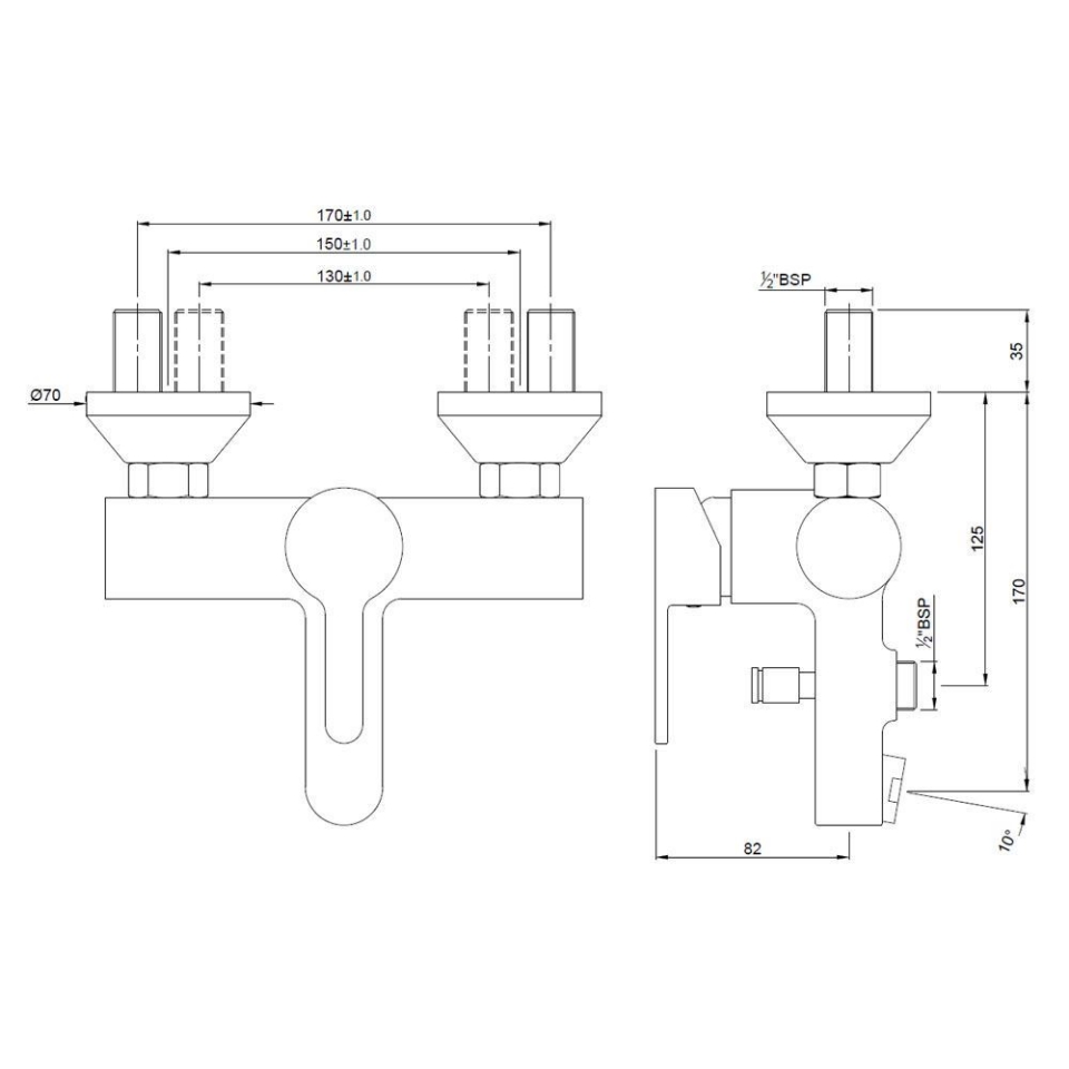 Fusion Single Lever Wall Mixer: Spout With Hand Shower
