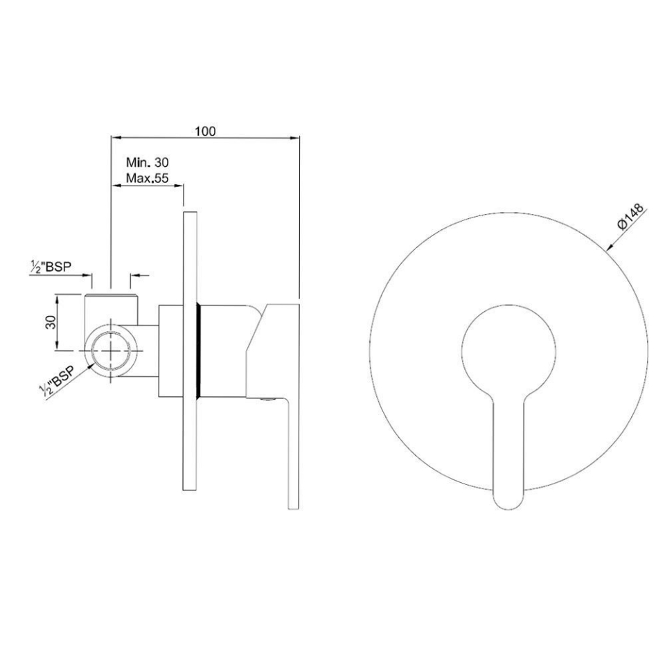 Fusion Exposed Overhead Shower Single Lever Water Mixer