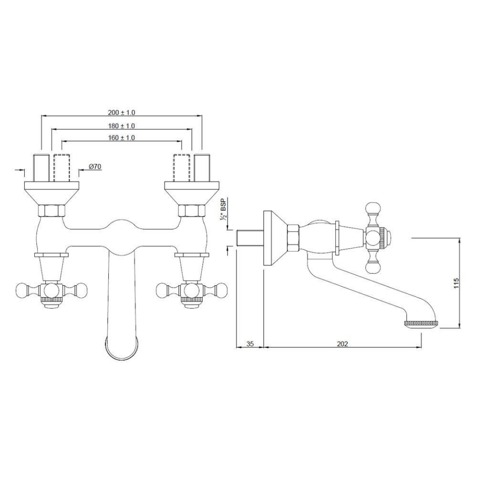Queen's Exposed Wall Mixer with Spout | QQT-CHR-7219