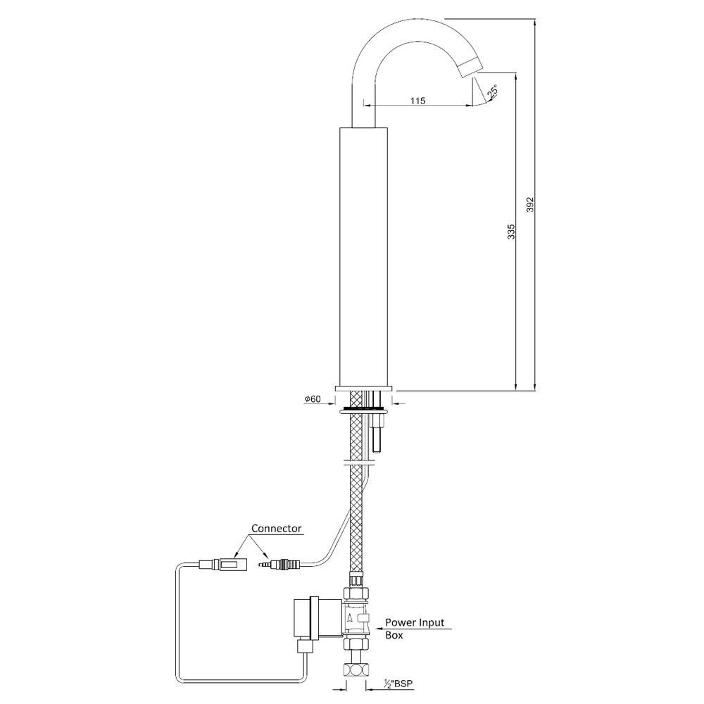 Automatic Long Body Sensor Tap for Table Mounted Basins