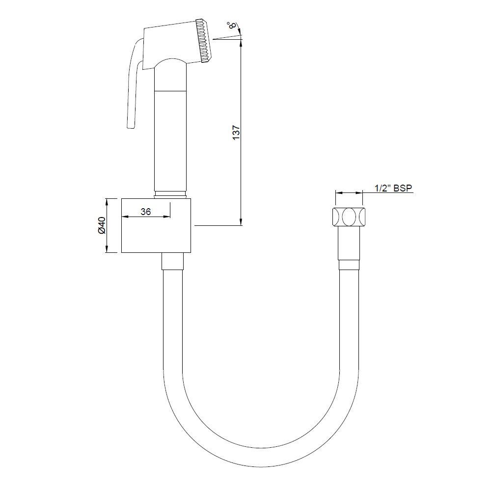 Chrome Finish Health Faucet | 1.2Mtr PVC Tube