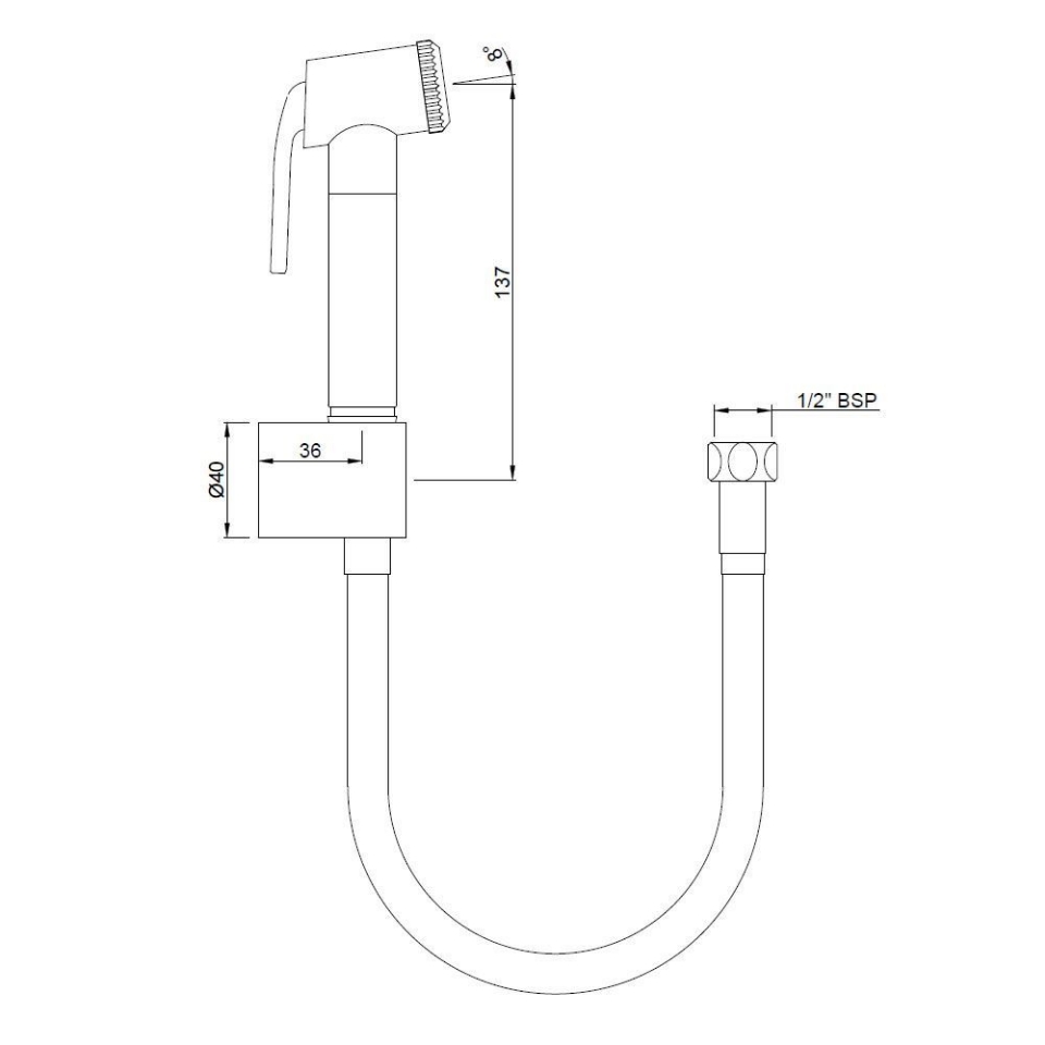 Chrome Finish Health Faucet | 1.2Mtr PVC Tube
