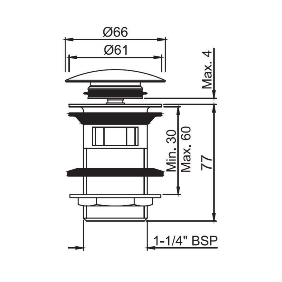 Half Thread Click Clack Waste Coupling | ALD-CHR-729