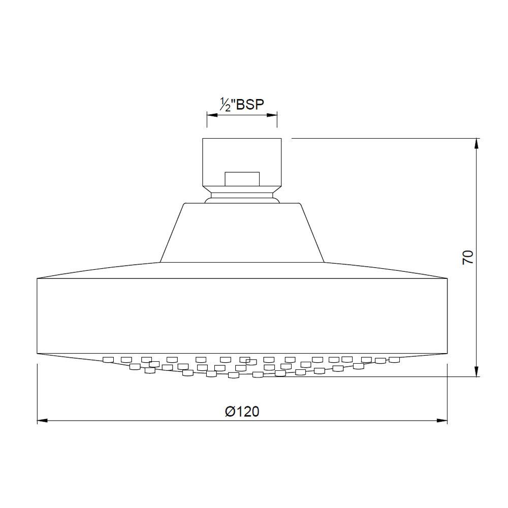 120mm Single Flow Round Overhead Rain Shower | ABS Body