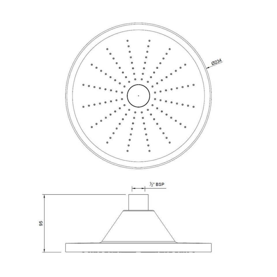 Hydrolite LED Single Flow Round Overhead Shower | 234mm