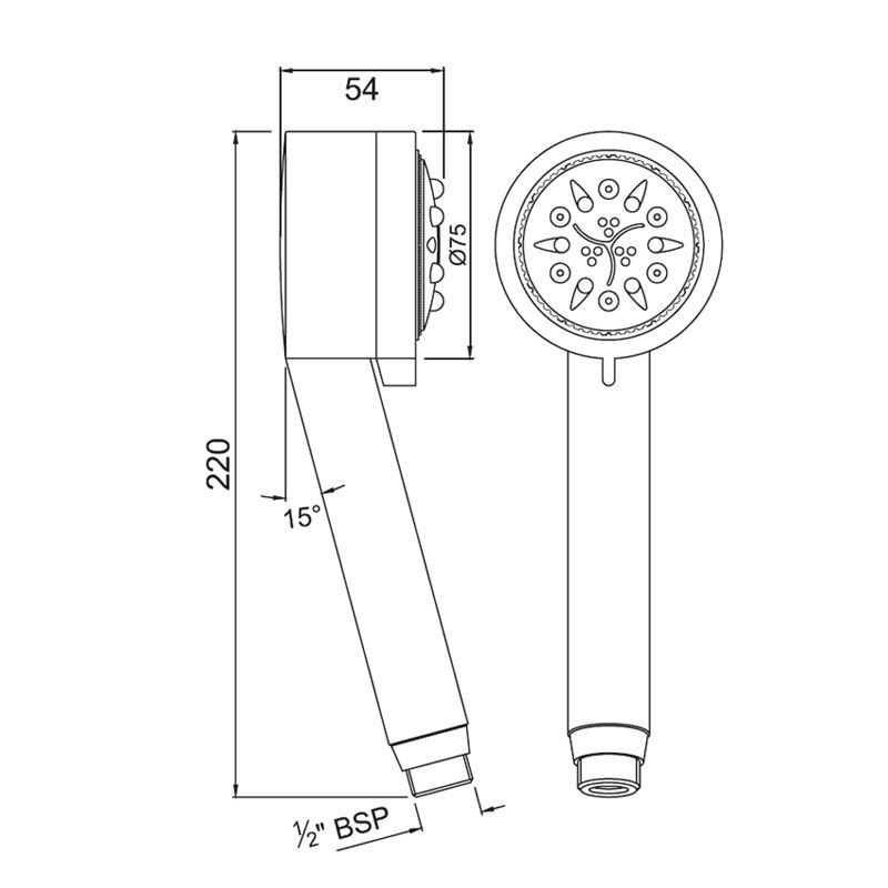 Massage Flow, Normal Flow and Mist Flow Hand Shower