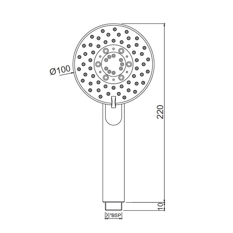 100mm Round Shaped Multi Flow - 3 Flows Hand Shower