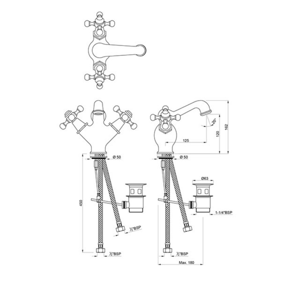 Queen's Basin Mixer with Pop-Up Waste System
