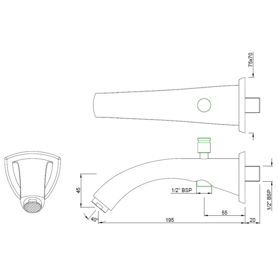 ARC Bath Tub Spout with Hand Shower provision