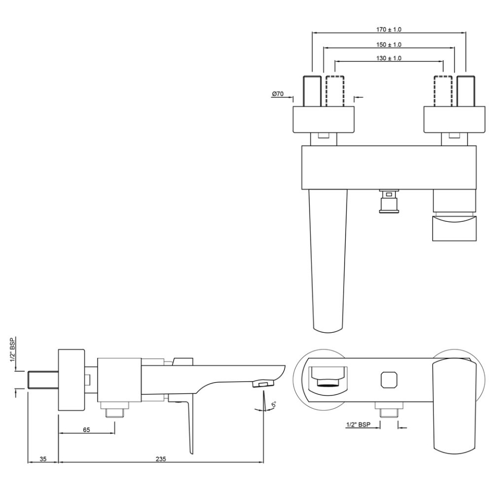 Kubix Prime Chrome Hot & Cold Mixer + Hand Shower Prov.