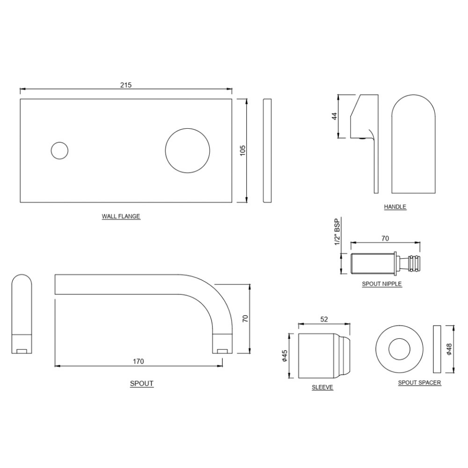 Fusion Exposed Part - Single Lever Concealed Basin Mixer