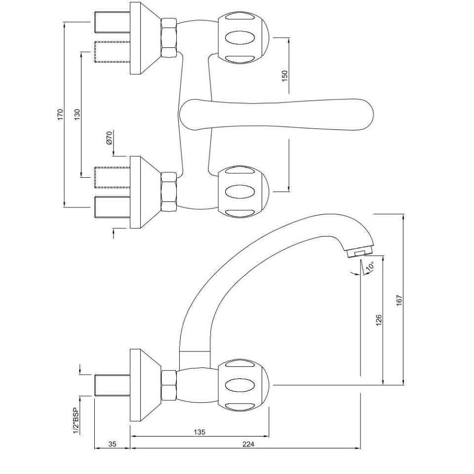 Clarion Extended Swinging Spout Wall Sink Mixer By Jaquar