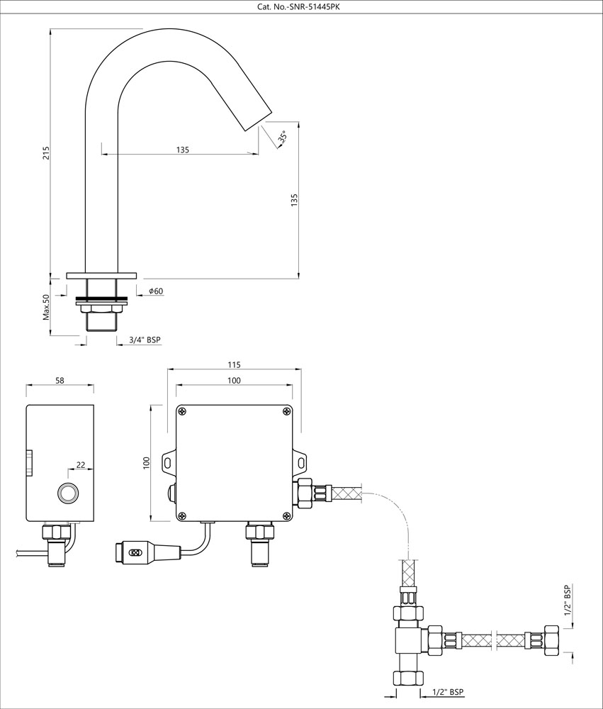 Blush Deck Mounted Sensor Faucet | Pre-mixed Water Kit