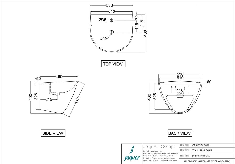Opal Sanitaryware Integrated Half Pedestal Washbasin