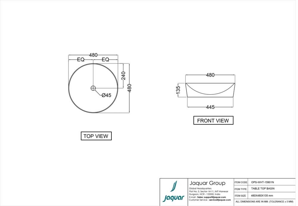 Opal - Round Shaped Sleek Thin Rim Table Top Wash Basin