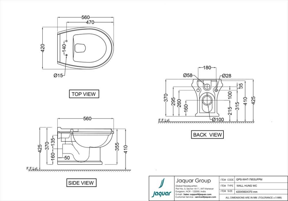 Rimless Wall Hung WC | Sanitaryware | Queen's Prime