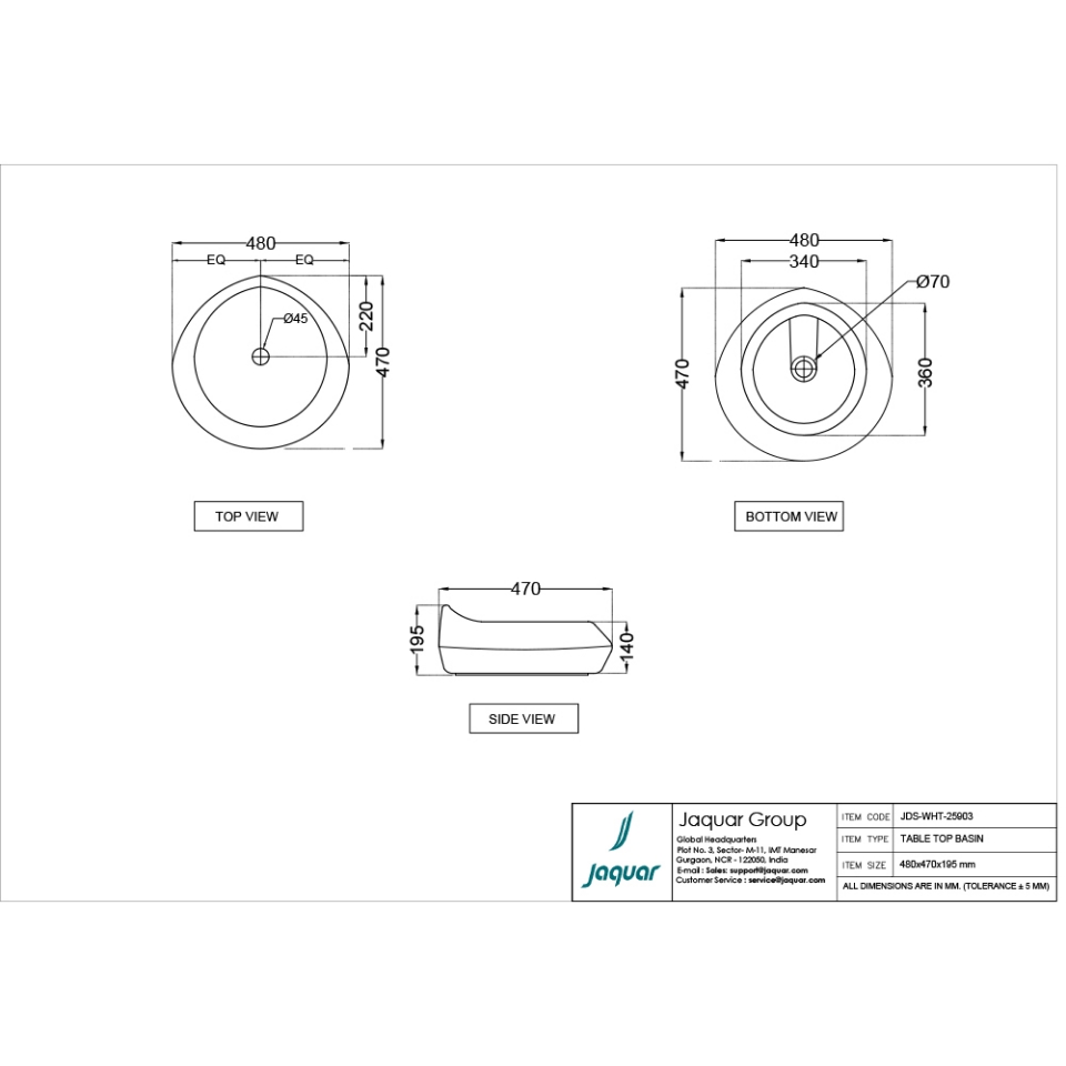 Designer Bulbous Shape TableTop Luxury Wash Basin