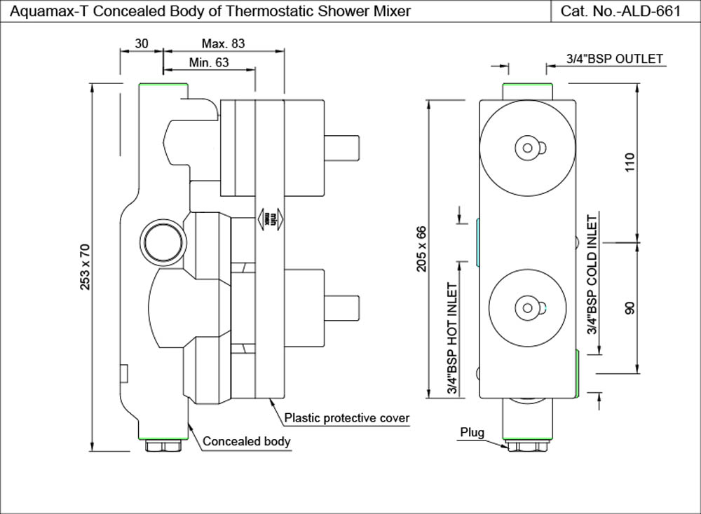 Thermostatic Diverter Concealed Body for Aquamax Mixers