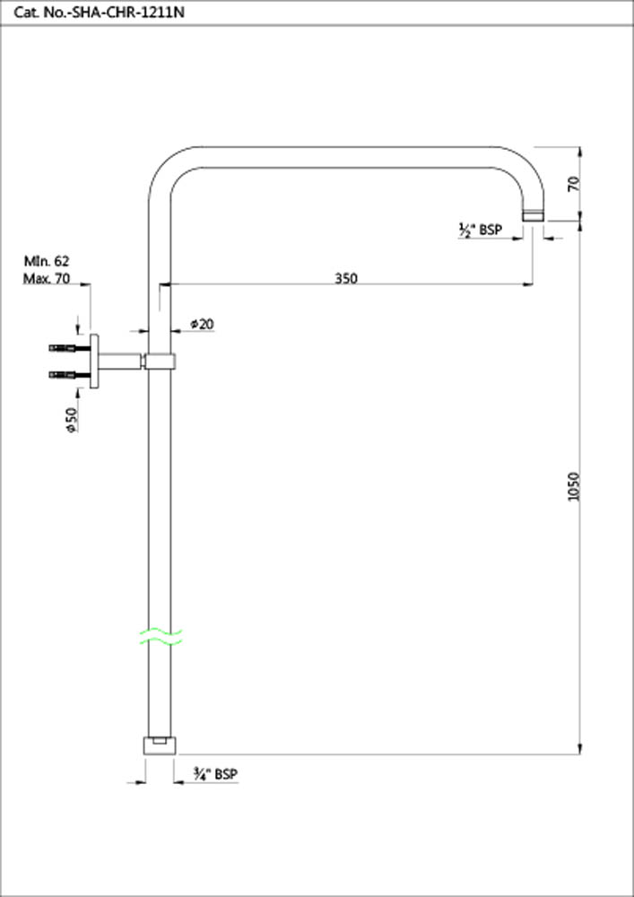 16mm Exposed Shower Pipe for Wall Mixer| 1375X375mm