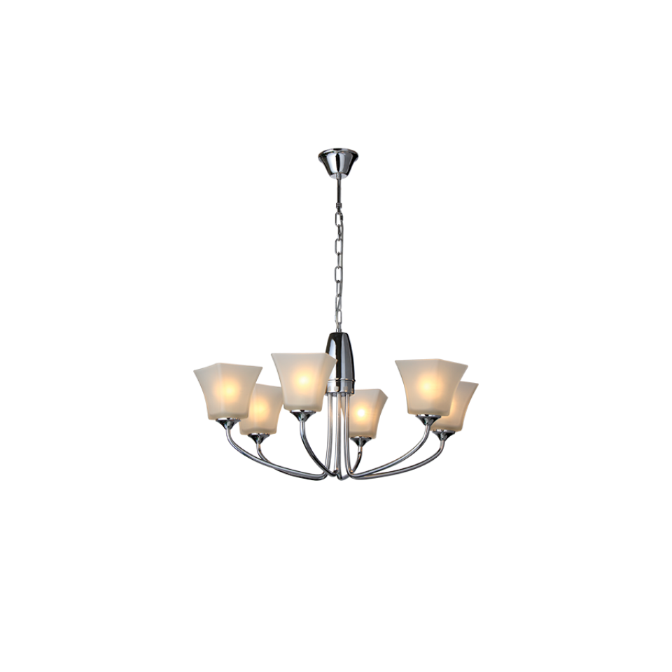 6 Lights Frosted Glass Decorative Ceiling Lights Chandelier E14 Jaquar