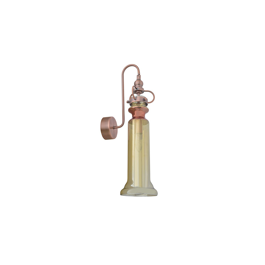Narghiles Shaped Copper Glass Wall Lamp - Cognac Finish | Jaquar