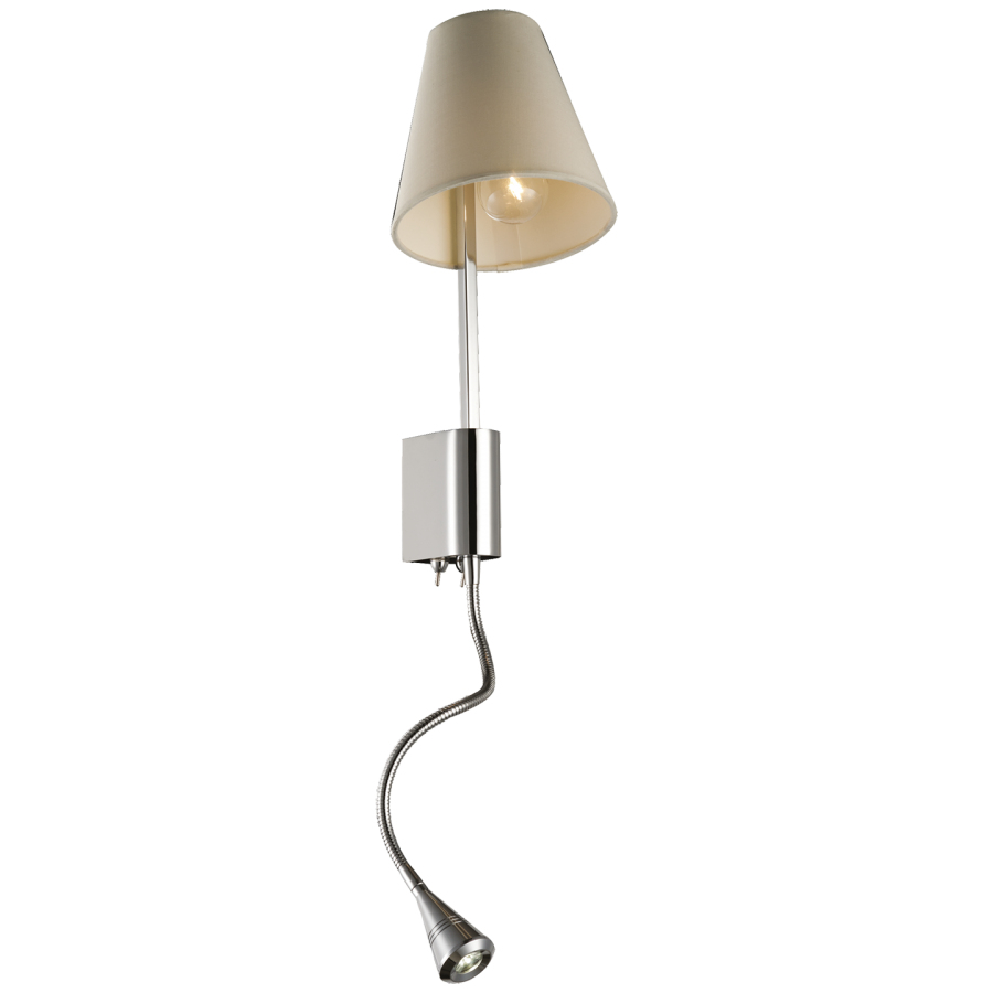 Ivory fabric shade wall lamp with additional flexible | Jaquar