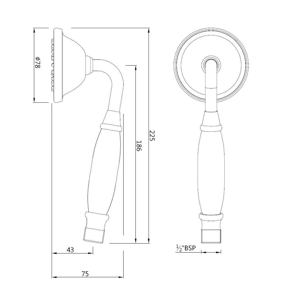 Victorian Round Hand Shower | Brass Chrome Plated